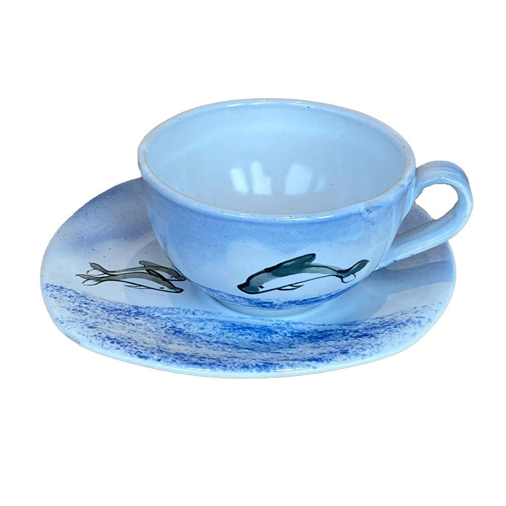 Dolphin Breakfast Cup and Saucer – Uig Pottery